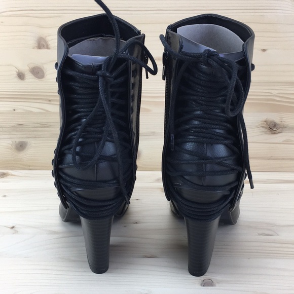 Bumper | Shoes | Bumper Melody Black Laceup Heel Ankle Boots | Poshmark
